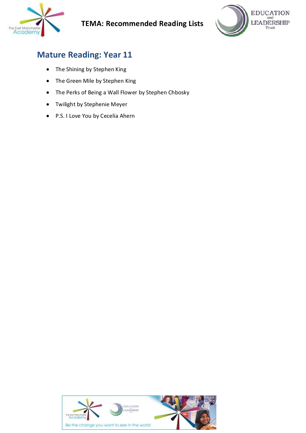 Mature Reading: Year 11 - TEMA