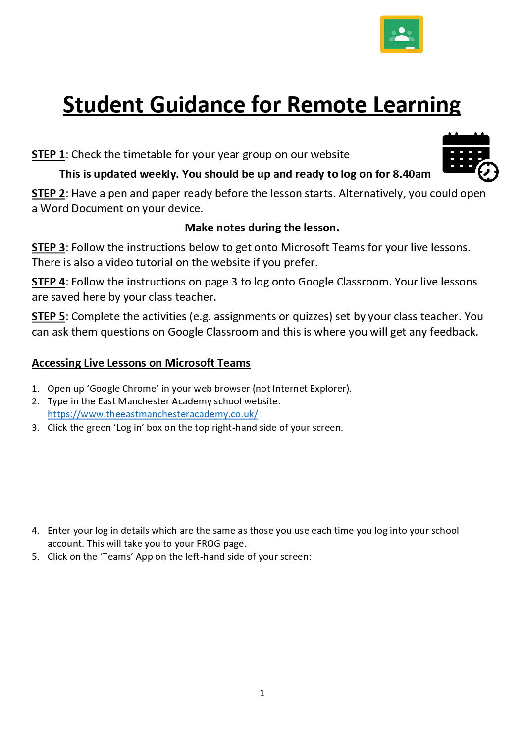 Student Guidance for Remote Learning - TEMA
