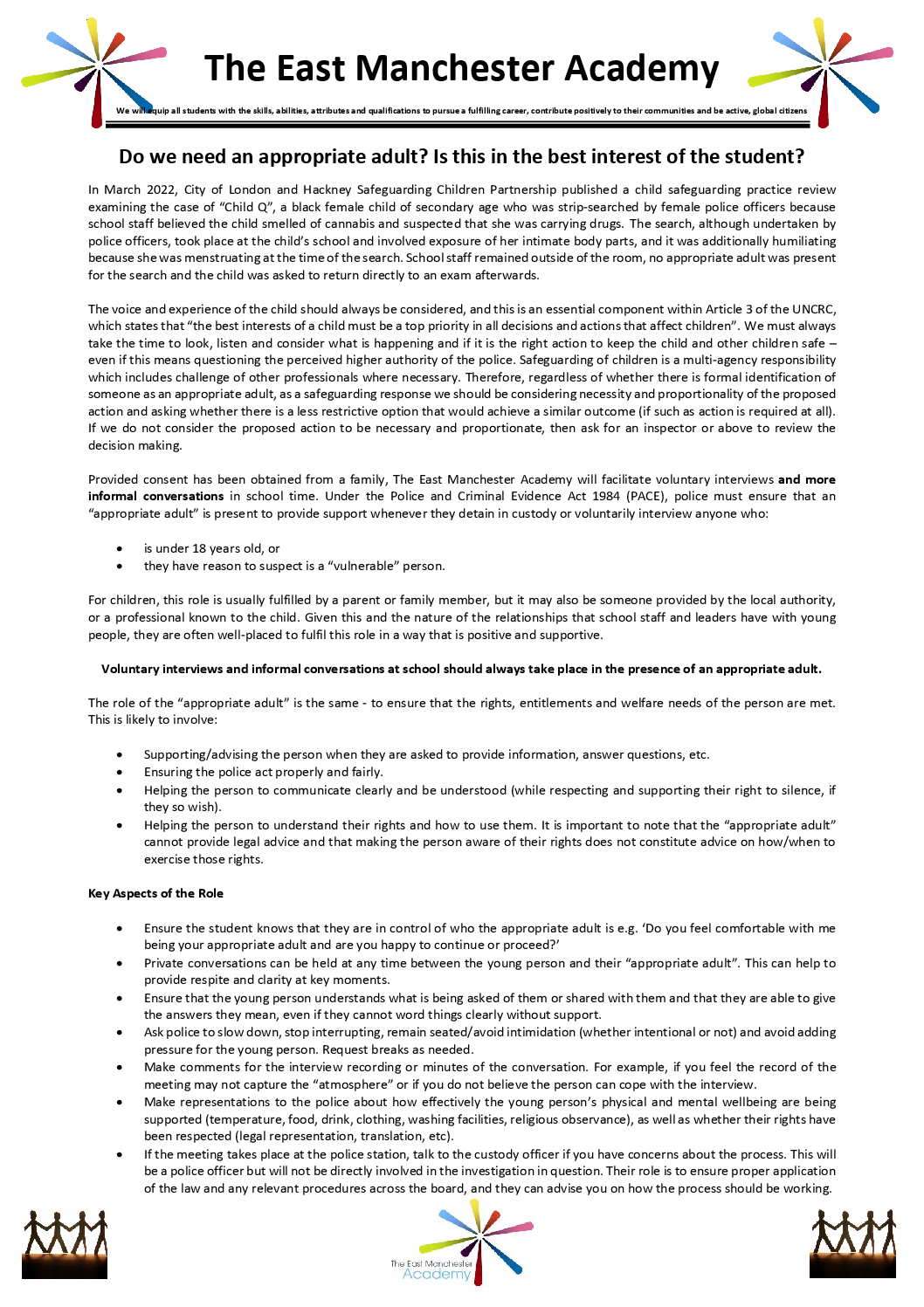 Do we need an appropriate adult? Is this in the best interest of the ...